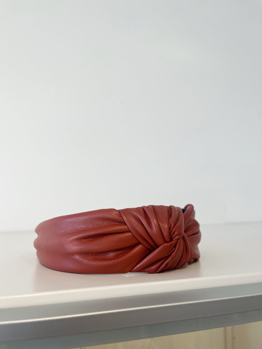 Knotted Faux Leather Headband {Rust} – Leona Ruby
